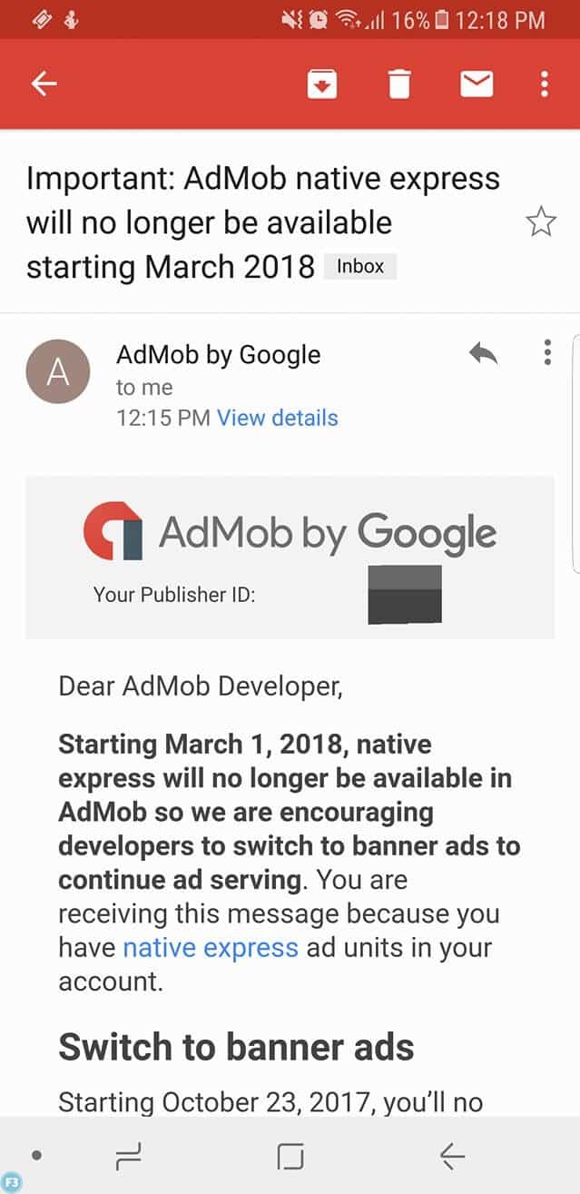 Native Express ads will stop working from March 2018